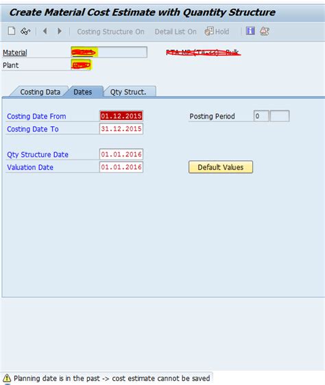 Solved No Product Costing Estimate Could Be Foundmessage Sap Community