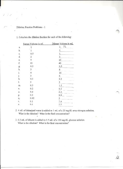 Solved Dilution Practice Problems 1 1 Calculate The