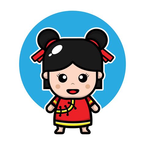Cute Chinese Girl Cartoon Character 3367215 Vector Art At Vecteezy