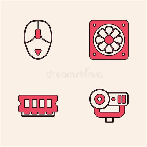 set web camera computer mouse cooler and ram random access memory