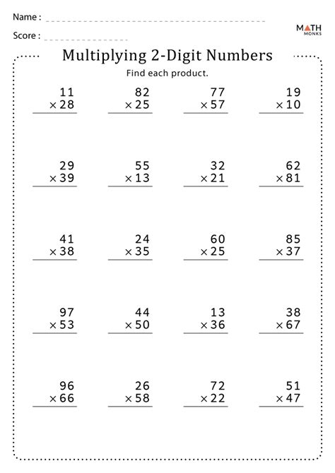 Double Digit Multiplication Worksheets Math Monks Worksheets Library