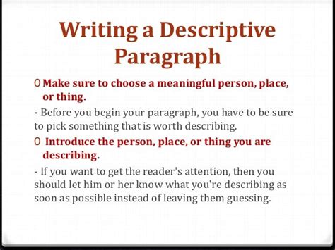 Descriptive Paragraph Person