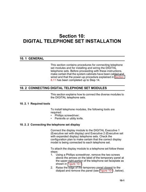 Section DIGITAL TELEPHONE SET INSTALLATION