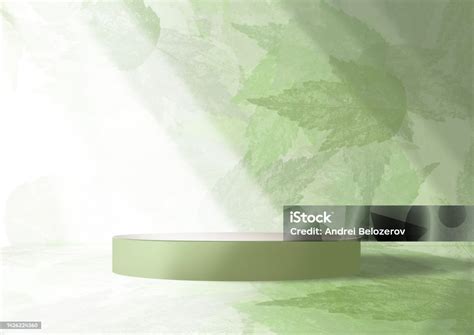 녹색 자연을 가진 제품 전시 연단은 배경을 남깁니다 3d 렌더링 녹색에 대한 스톡 사진 및 기타 이미지 녹색 연단 받침대 Istock