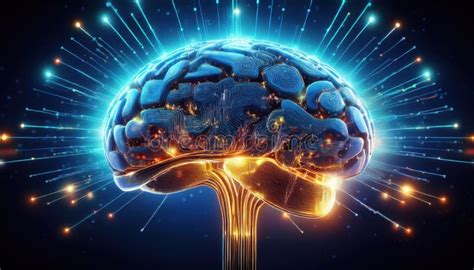 Futuristic Glowing Brain Made Of Circuitry And Neural Pathways Floating In Cosmic Space