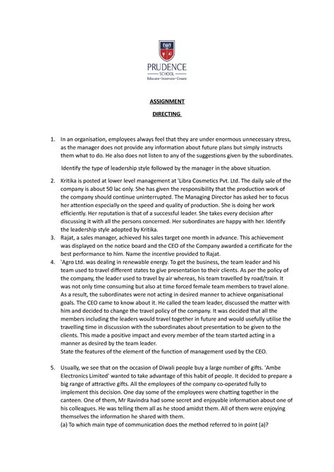 Directing Assignment Bst Assignment Directing In An Organisation