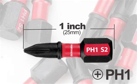 Geinxurn Impact Tough 1 Phillips 1 In Insert Driver Bits 50pack Ph1 Screwdriver Bits Set With