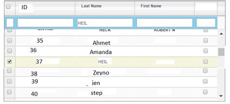 Javascript Move Scrollbar To A Specific Row By Seacrh Fields In