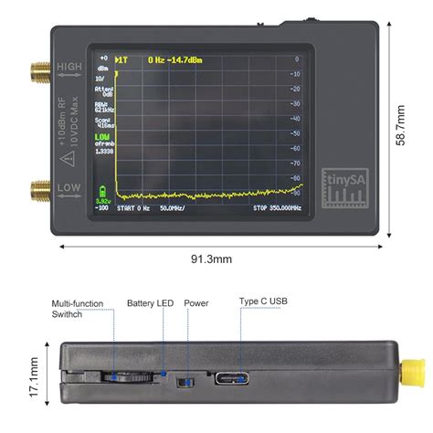 Buy Tinysa Spectrum Analyzer V0 3 1 Frequency Range 100 960mhz Mf Hf Vhf Uhf Input With 2 8