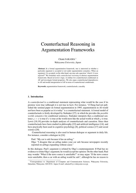Pdf Counterfactual Reasoning In Argumentation Frameworks