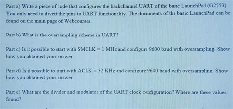 part a write a piece of code that configures the