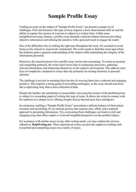 Sample Profile Essaypdf