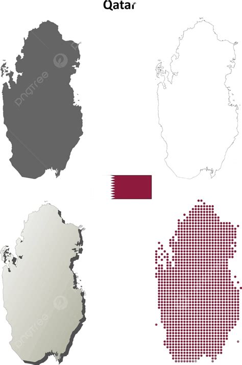Qatar Outline Map Set Blank Border Mosaic Vector Blank Border Mosaic
