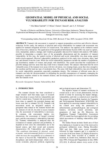 Pdf Geospatial Model Of Physical And Social Vulnerability For Tsunami Risk Analysis