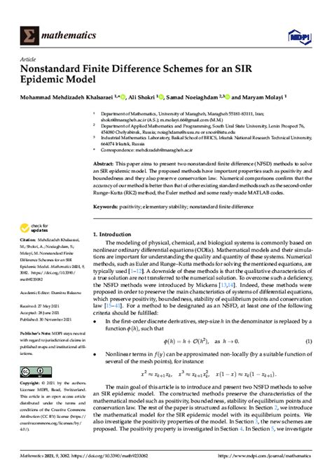 Pdf Nonstandard Finite Difference Schemes For An Sir Epidemic Model