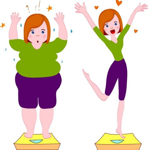 Woman Slim Fat Cartoon Royalty Free Vector Image