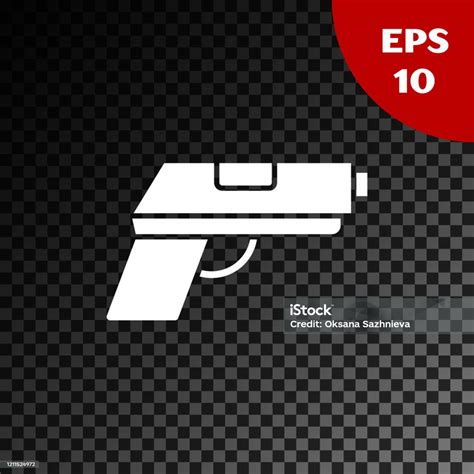 투명 한 어두운 배경에 격리 된 흰색 권총 또는 총 아이콘입니다 경찰 이나 군용 권총 작은 총기 벡터 일러스트레이션 개념에 대한 스톡 벡터 아트 및 기타 이미지 Istock