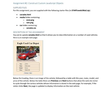 Solved Assignment 2 Construct Custom Javascript Objects