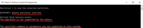 Fixed Diskpart Delete Partition Override Not Working