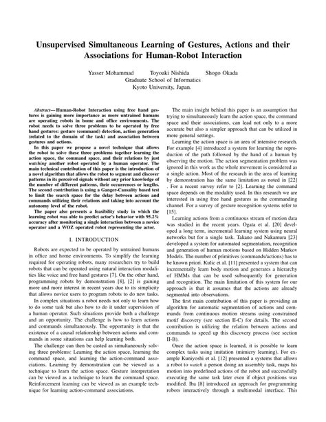 Pdf Unsupervised Simultaneous Learning Of Gestures Actions And Their Associations For Human