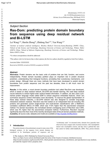 Pdf Res Dom Predicting Protein Domain Boundary From Sequence Using Deep Residual Network And
