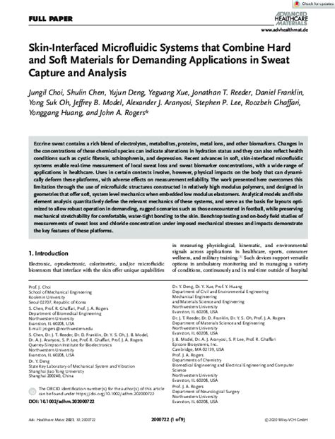 Pdf Skin‐interfaced Microfluidic Systems That Combine Hard And Soft Materials For Demanding