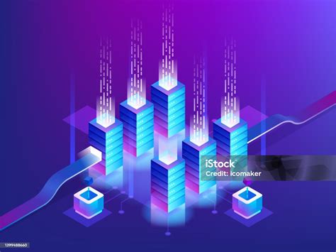 Rak Ruang Server Teknologi Blockchain Akses Api Token Pusat Data Konsep