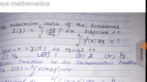 Calculus Of Variation Covque 3csir Net Dec 2019 Youtube