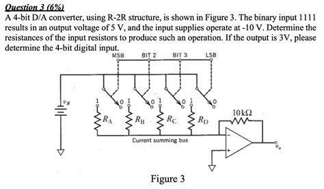 Solved Question 3 6 A 4 Bit Da Converter Using An R 2r Structure