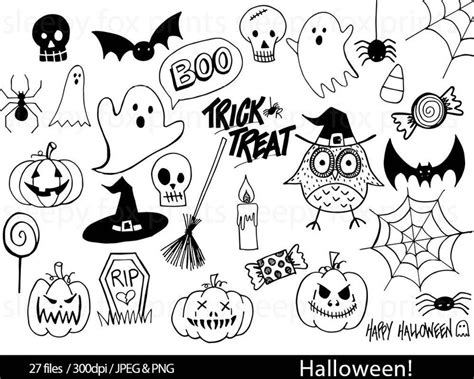 Halloween Black And White Clip Art Clipart Spooky Ghosts Spider Web