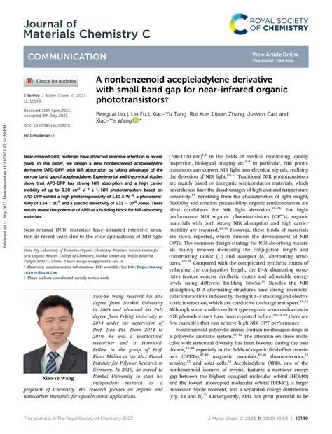 Pdf Nonbenzenoid Acepleiadylene Derivative With Small Bandgap For