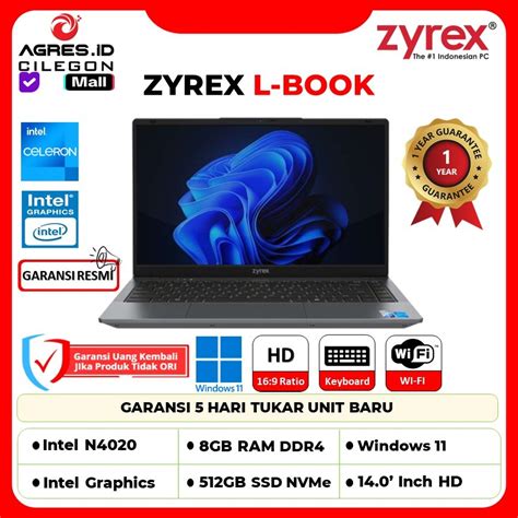 Jual Laptop Murah Zyrex L Book Intel N4020 Ram 8gb 128gb Ssd Windows 11 Pro Garansi Resmi Zyrex