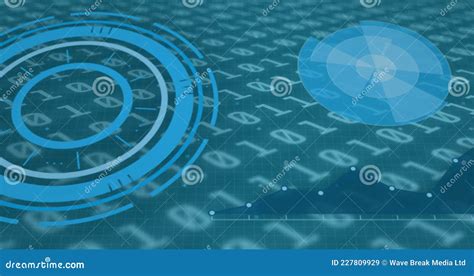Image Of Scanning Scopes Over Binar Code Stock Illustration
