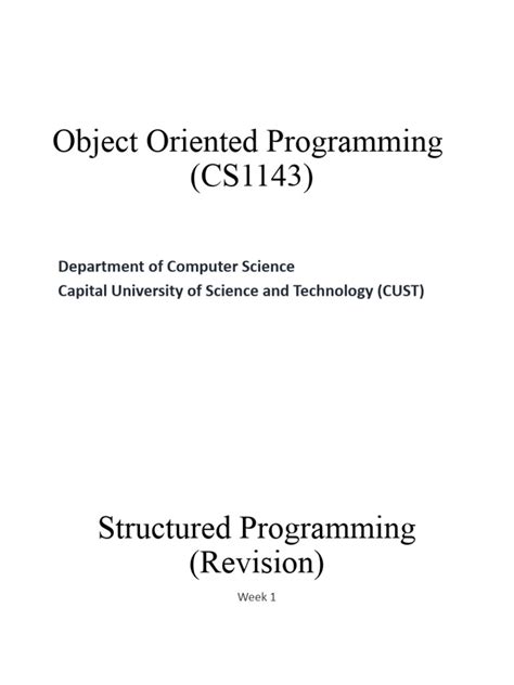 Lecture 1 Week1 Structured Programming Revision Pdf Computer