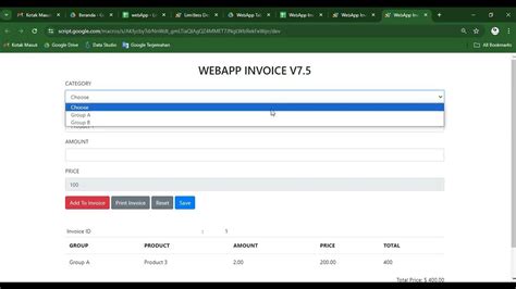 Webapp Apps Script Invoice V75 Dynamic Input With Dependent Dropdown Demo 1 Youtube