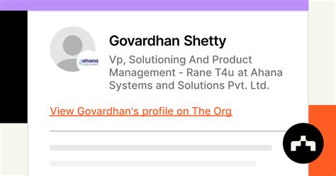 Govardhan Shetty Vp Solutioning And Product Management Rane T4u At Ahana Systems And