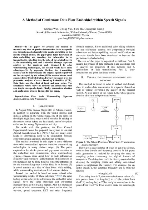 pdf a method of continuous data flow embedded within speech signals
