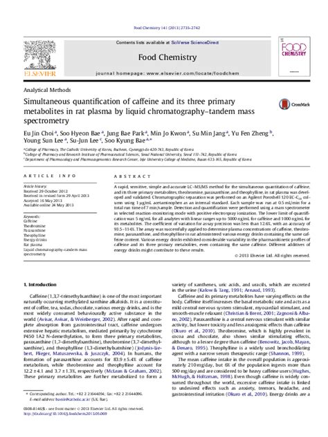 Pdf Simultaneous Quantification Of Caffeine And Its Main Metabolites By Gas Chromatography