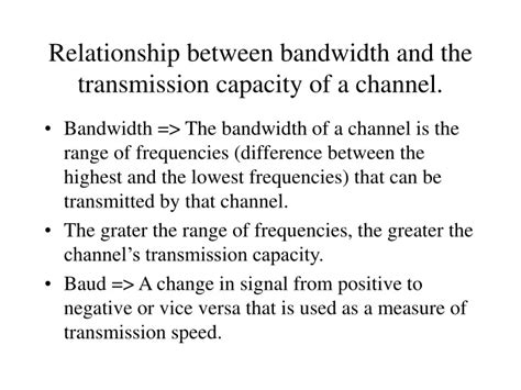 PPT Relationship Between Bandwidth And The Transmission Capacity Of A
