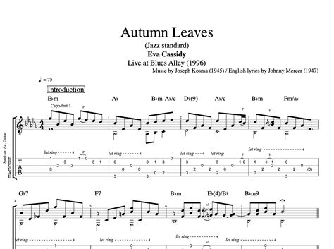 Autumn Leaves · Eva Cassidy Guitar Voice Piano Tab Chords