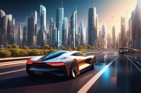 Premium Ai Image Car On The Road On Big City Created With Generative Ai Software