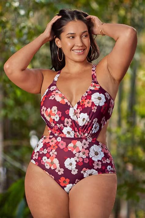 Cupshe Olivia Floral Cutout Plus Size One Piece Swimsuit