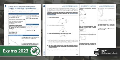 👉 Using The Formula Sheet Practice Questions Foundation