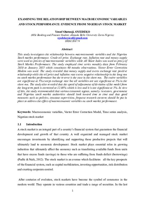 Doc Examining The Relationship Between Macroeconomic Variables And Stock Performance Evidence
