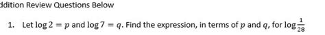 Solved Let Log P And Log Q Find The Expression In Chegg