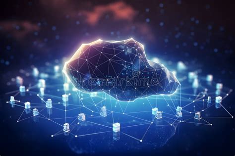 Data Transfer Cloud Computing Technology Concept A Large Prominent Cloud Icon In The Center