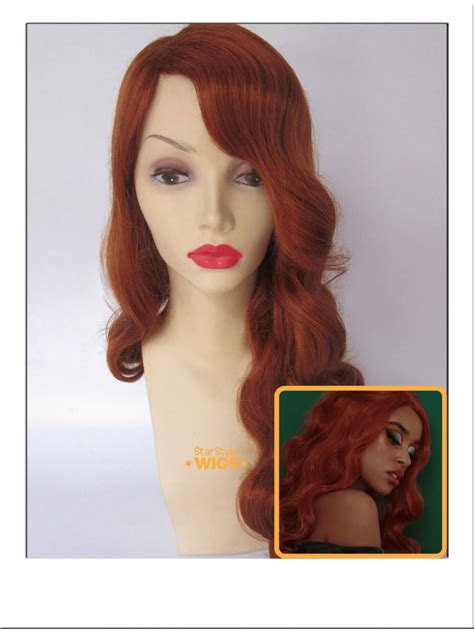 Long Copper Red Wig 1940s Finger Waves Star Style Wigs Uk