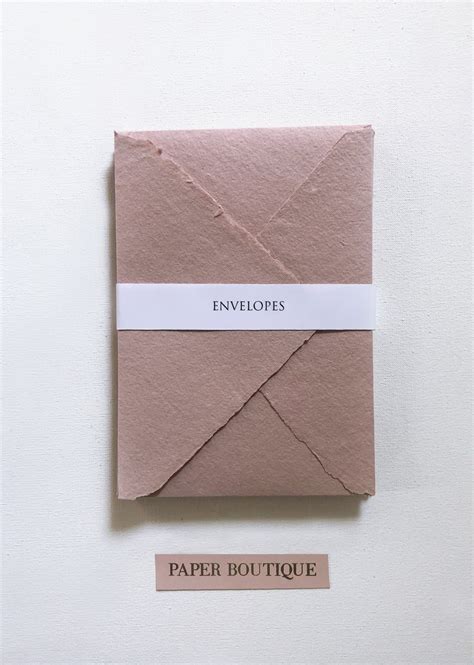 Deckle Edge Envelope Handmade Paper Dusty Rose Etsy