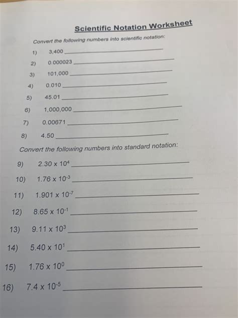 Solved Scientific Notation Worksheet Convert The Following