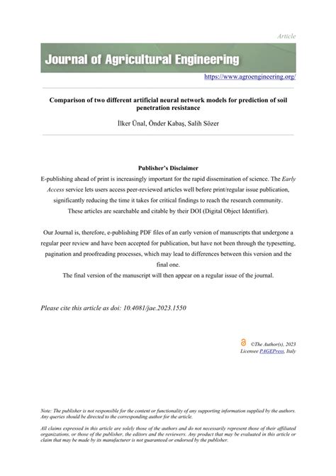 Pdf Comparison Of Two Different Artificial Neural Network Models For
